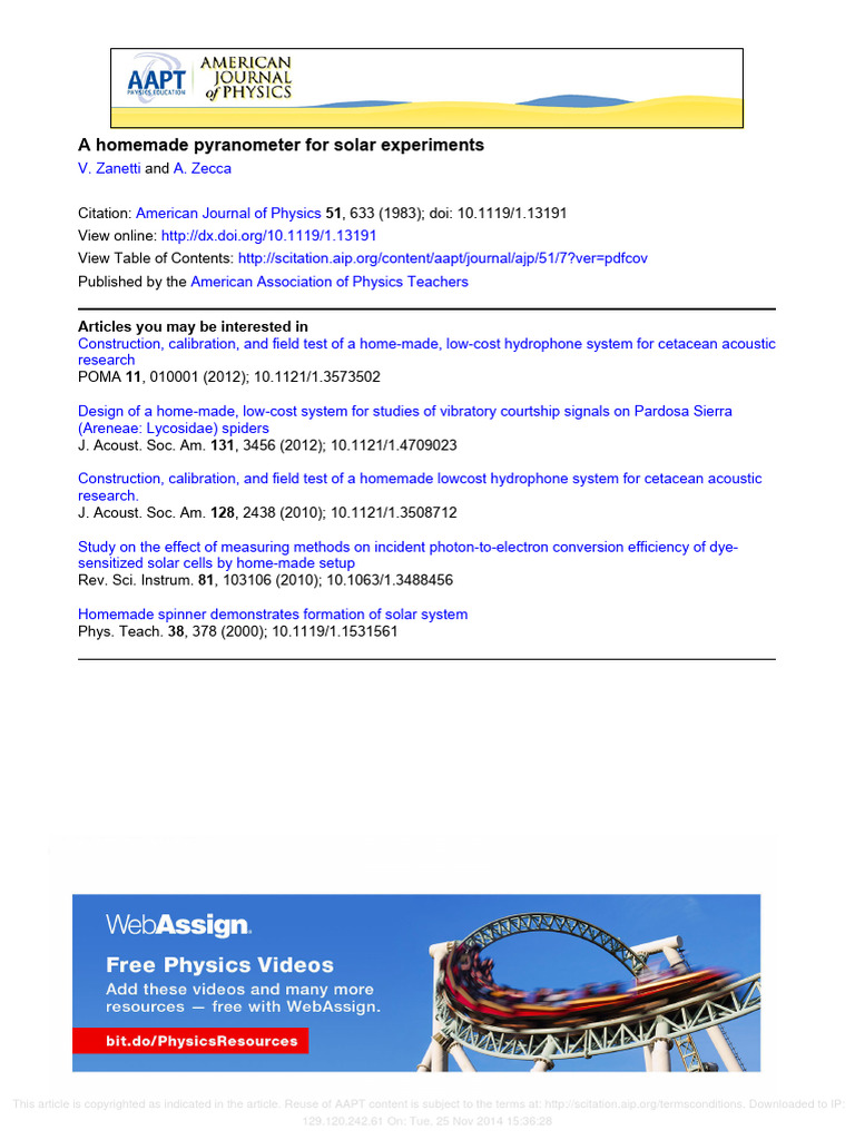 Home-Made Pyranometer | PDF | Physical Sciences