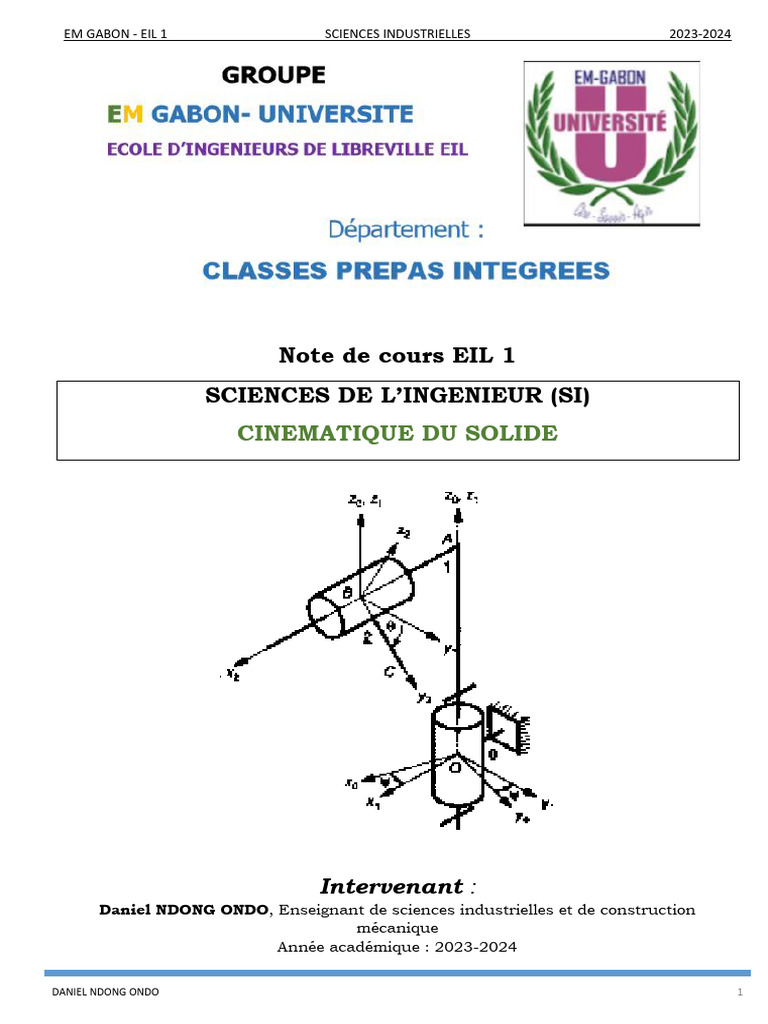 Cinématique du Solide Indéformable | PDF | Sciences et mathématiques