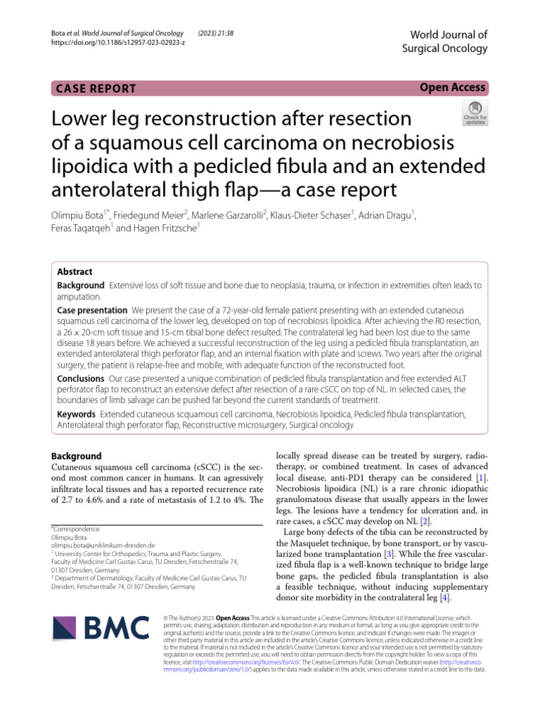 Lower Leg Reconstruction After Resection Of A Squamous Cell Carcinoma