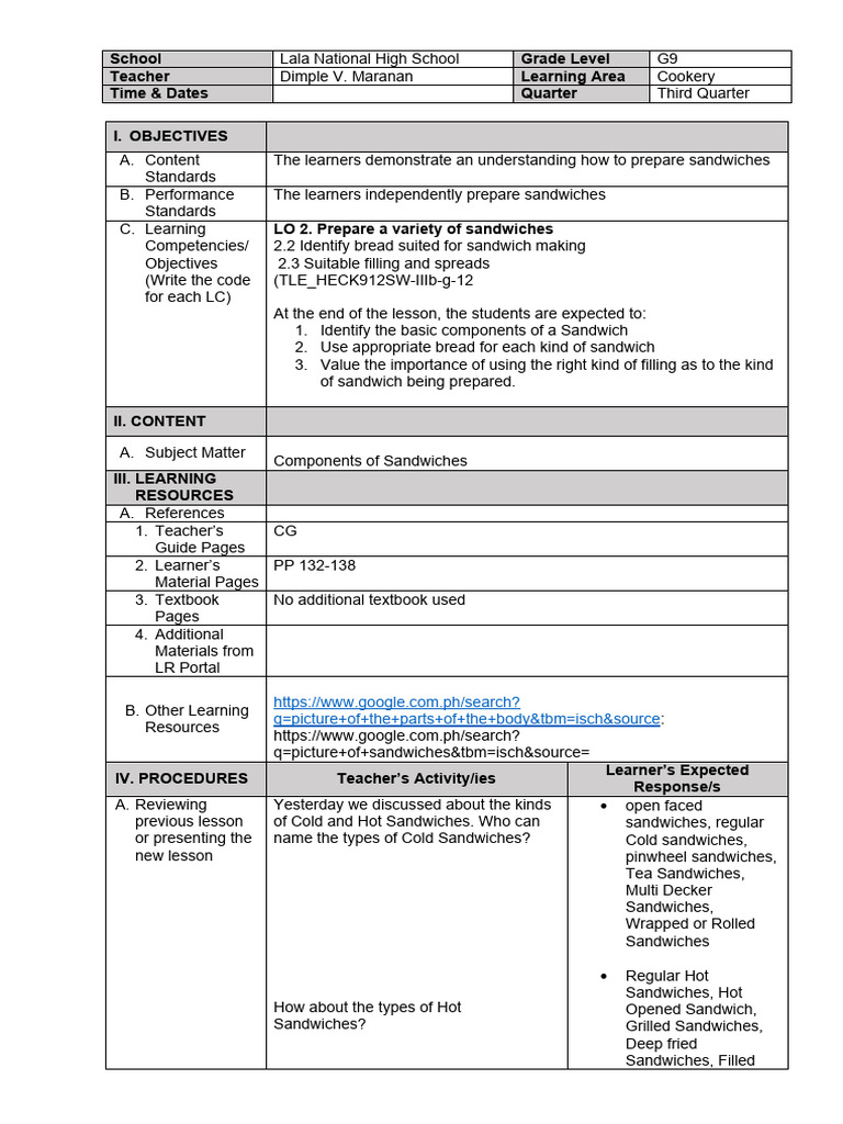 Components of Sandwiches | PDF | Breads | Sandwich