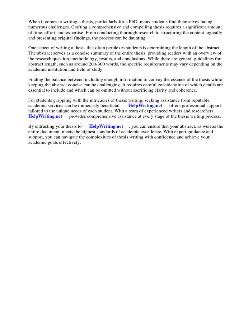 How Long Should A PHD Thesis Abstract Be | PDF | Thesis | Abstract (Summary)
