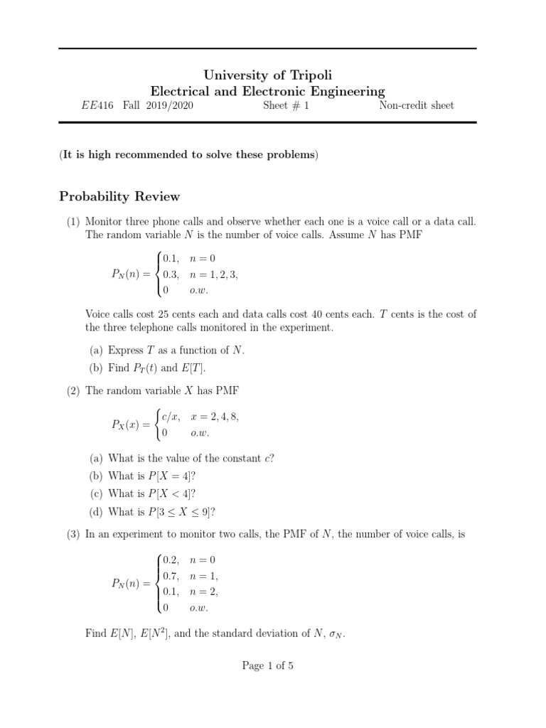 Probability & Random Processes Problems | PDF