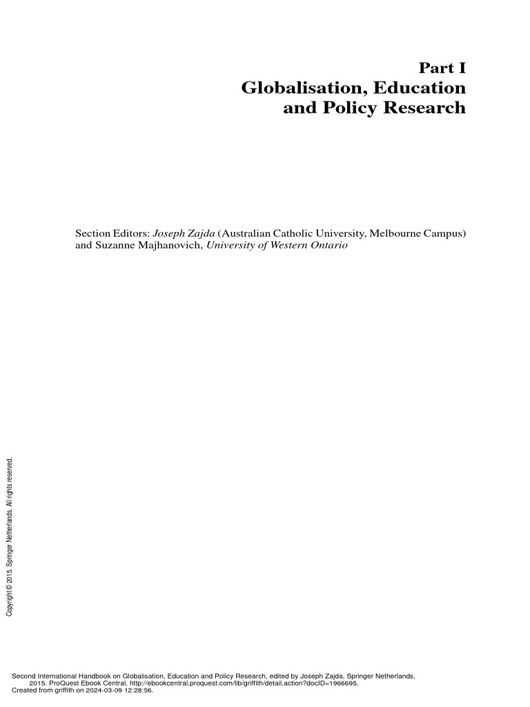 Second International Handbook On Globalisation Edu... - (Part I Globalisation Education and ...