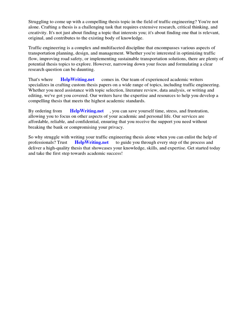 Traffic Engineering Thesis Topics | PDF