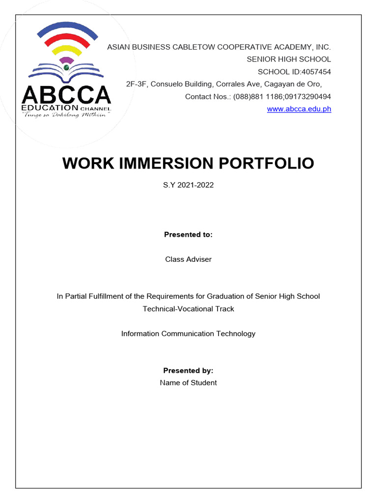 Work Immersion Portfolio | PDF | Computer Hardware | Computer Data Storage