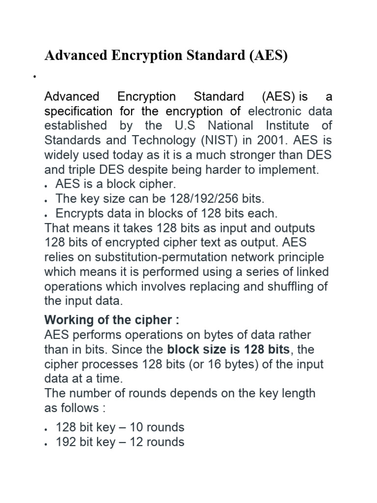 Advanced Encryption Standard (AES) | PDF | Virtual Private Network | Encryption
