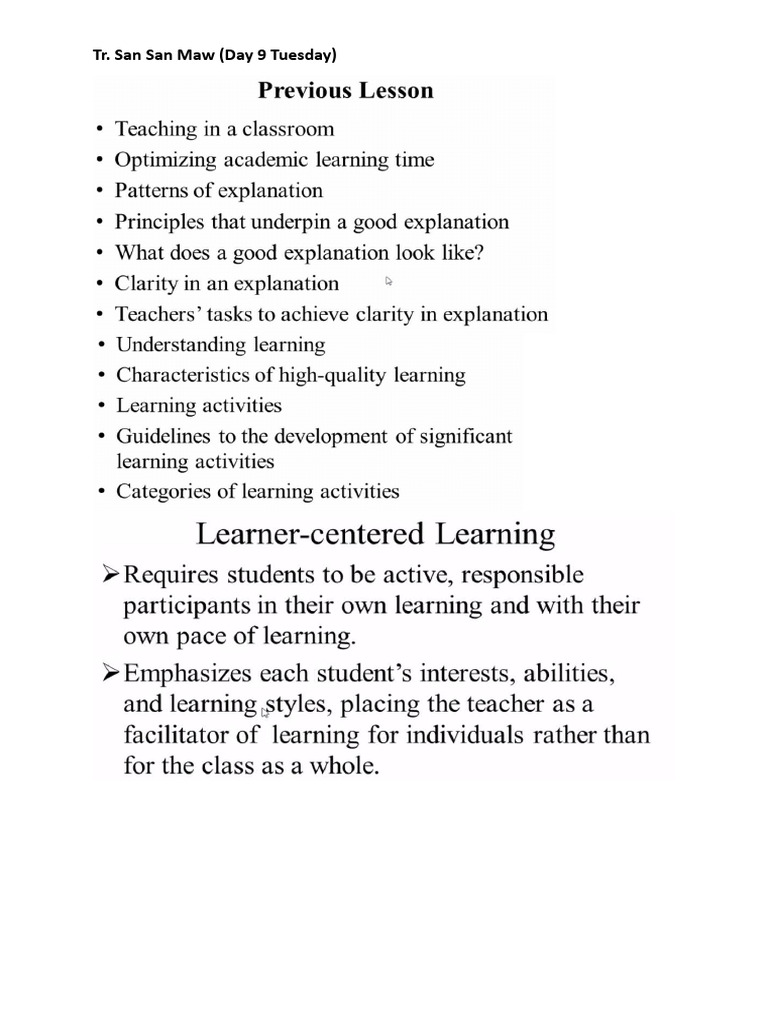 Tr. San San Maw (Day 9 Tuesday) | PDF