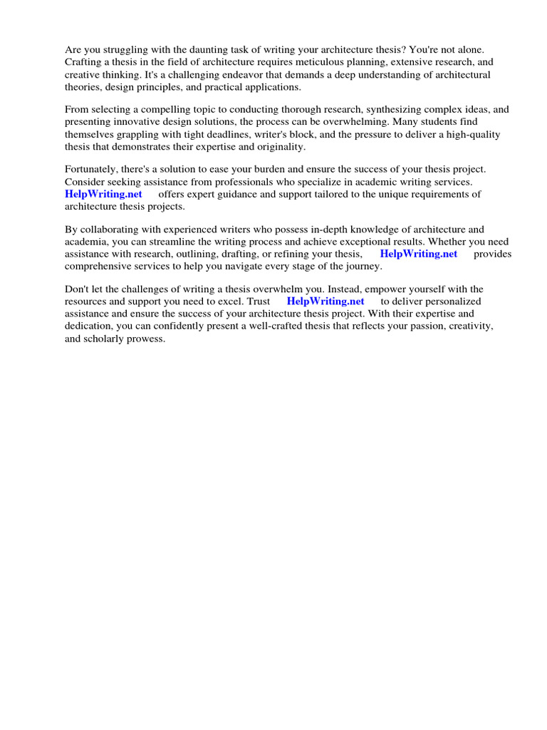 Architecture Thesis Project Assistance | PDF | Thesis | World Wide Web
