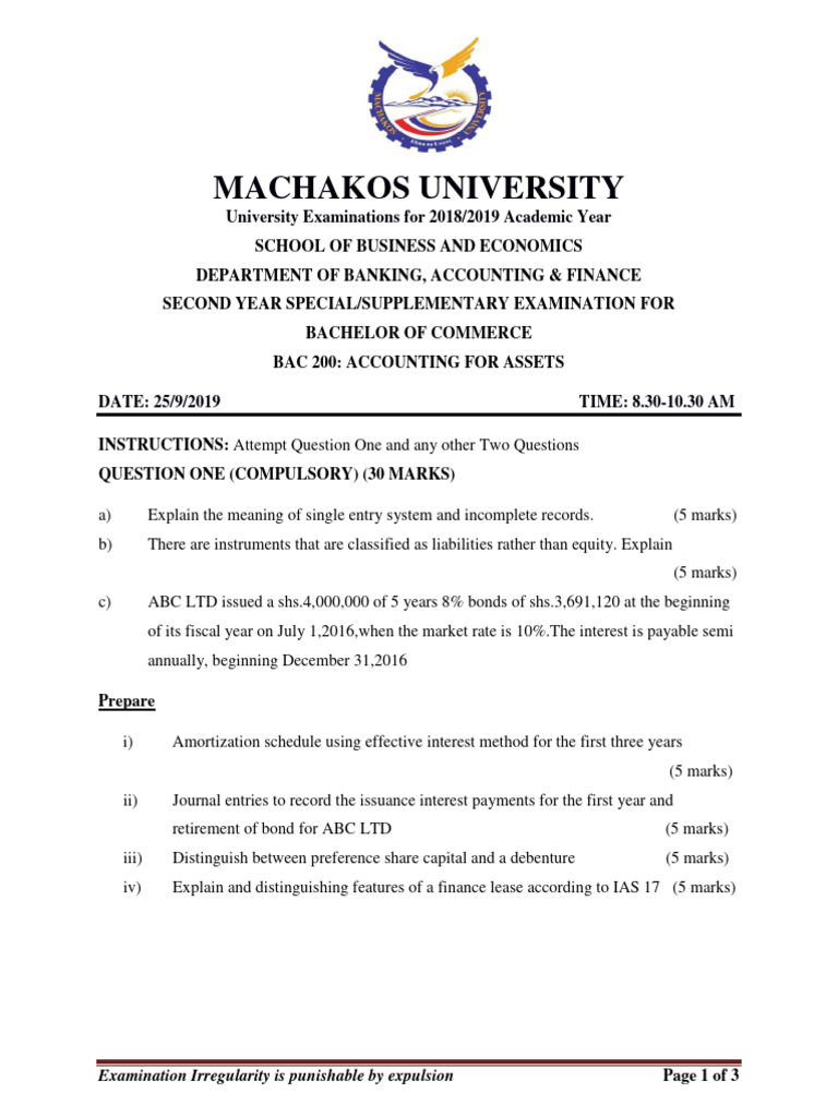 Bac 200 Accounting For Assets | PDF