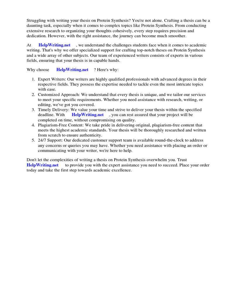 Essay for Protein Synthesis | PDF | Translation (Biology) | Messenger Rna