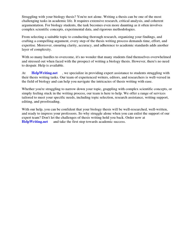 Biology Thesis Topics | PDF | Biology | Essays