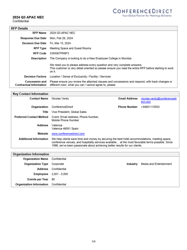RFP - 2024 Q3 APAC NEC From ConferenceDirect | PDF