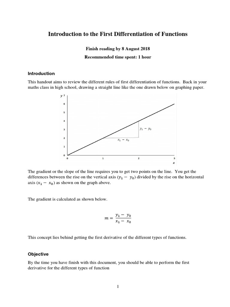 Introduction To The First Differentiation of Functions | PDF ...