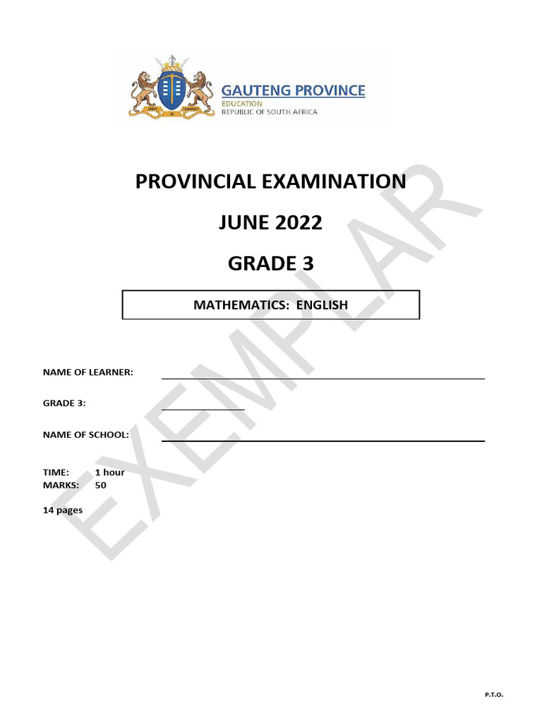 Gr3 MATH (English) June 2022 Question Paper | PDF | Multiple Choice ...