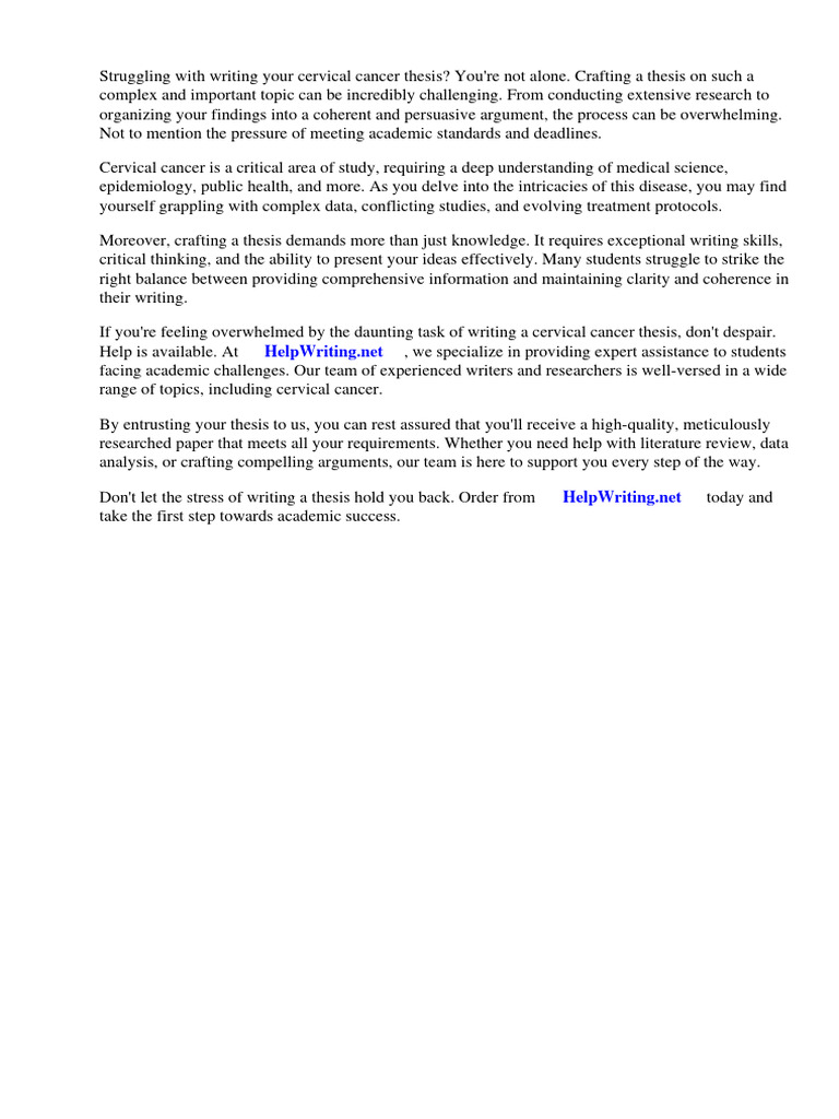 Cervical Cancer Thesis | PDF | Cervical Cancer | Cancer