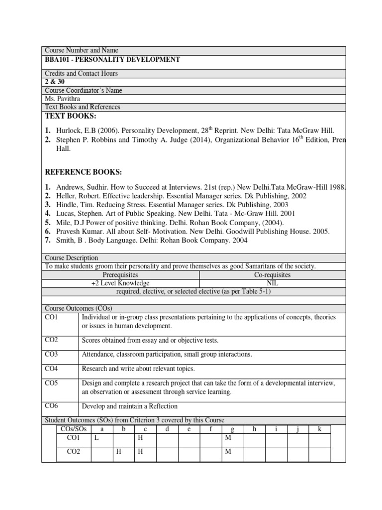 6. BBA101 - PERSONALITY DEVELOPMENT | PDF | Self Esteem | Motivational