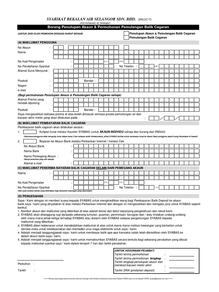 02 - Borang Penutupan Akaun Dan Permohonan Pemulangan BalikCaga | PDF
