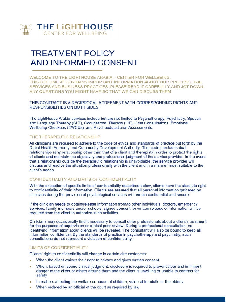 TLA Treatment Policy Consent Form CHILD 28.07.2021 | PDF | Clinical ...