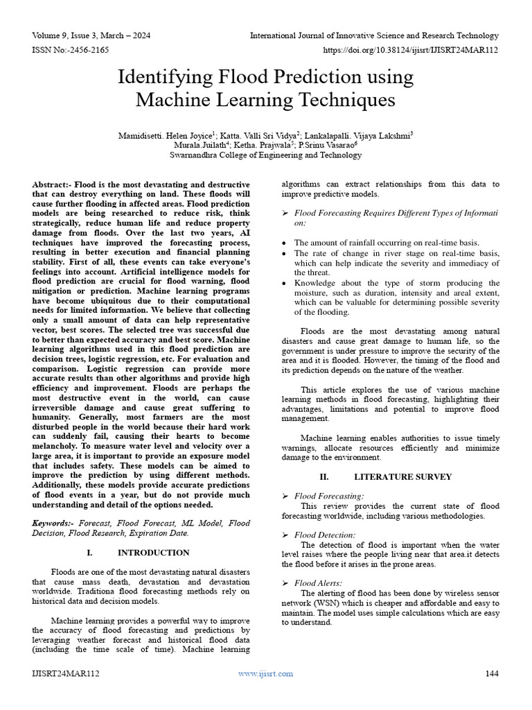 Identifying Flood Prediction Using Machine Learning Techniques | PDF ... Identifying Flood Prediction Using Machine Learning Techniques | PDF ...