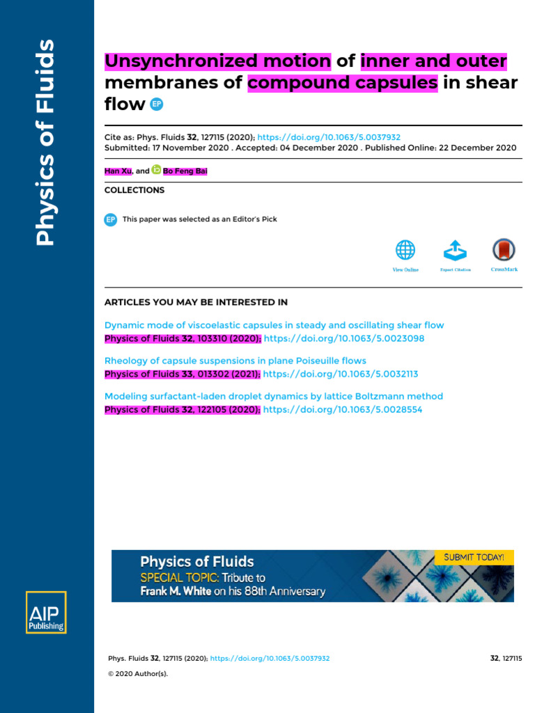 Xu - Porolate Compound Capsules - 2020 | PDF | Fluid Dynamics | Elasticity (Physics)