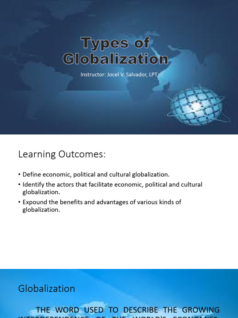 Types of Globalization. STUDENT | PDF | Globalization | Trade