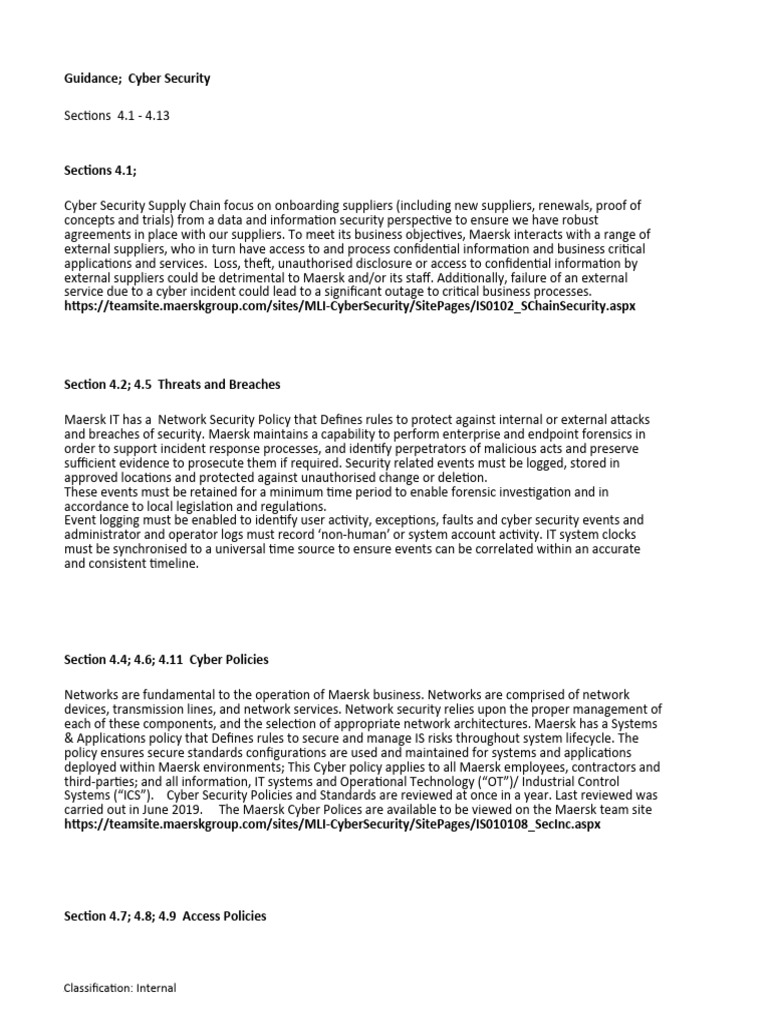 Maersk Cyber Security Policies Overview | PDF | Security | Computer ...
