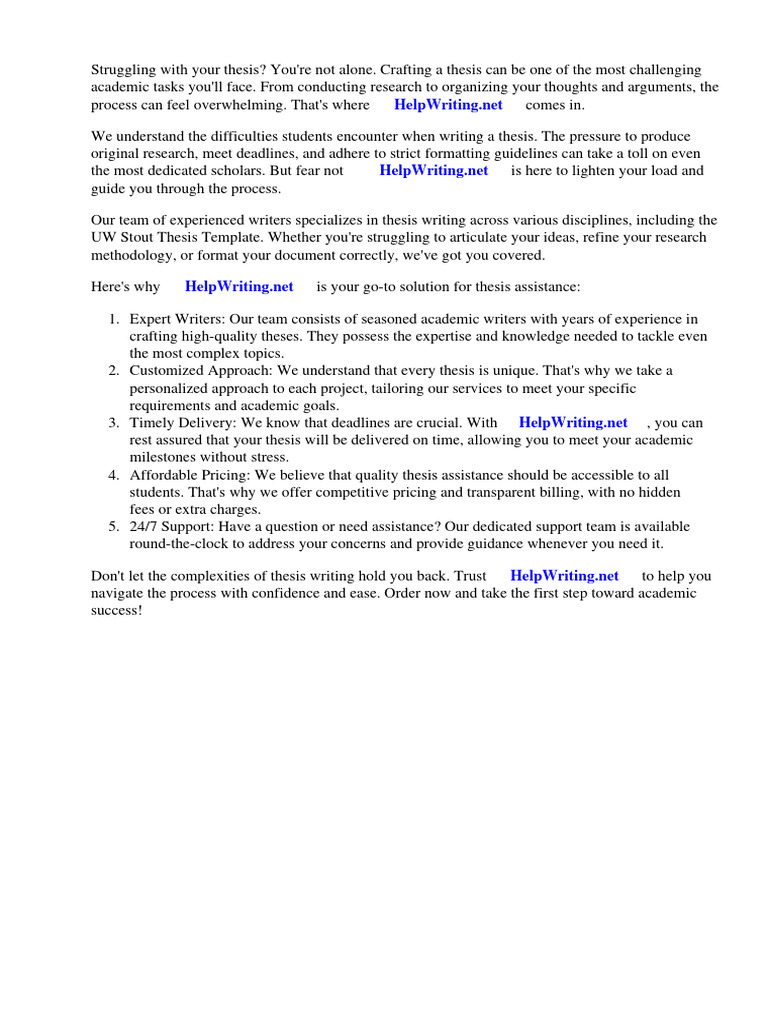 Uw Stout Thesis Template | PDF | Business