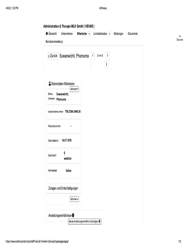 Administration & Therapie MLO GMBH - Suwanwichit - Phornuma - AHV ...