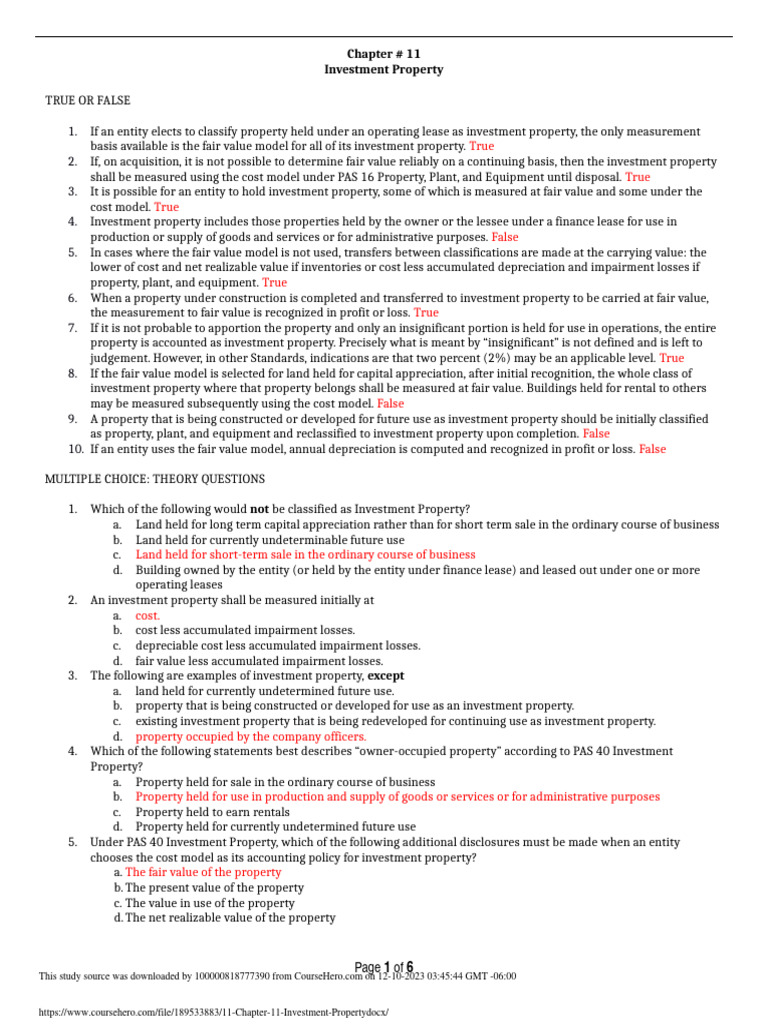 Investment Property Measurement Guidelines | PDF