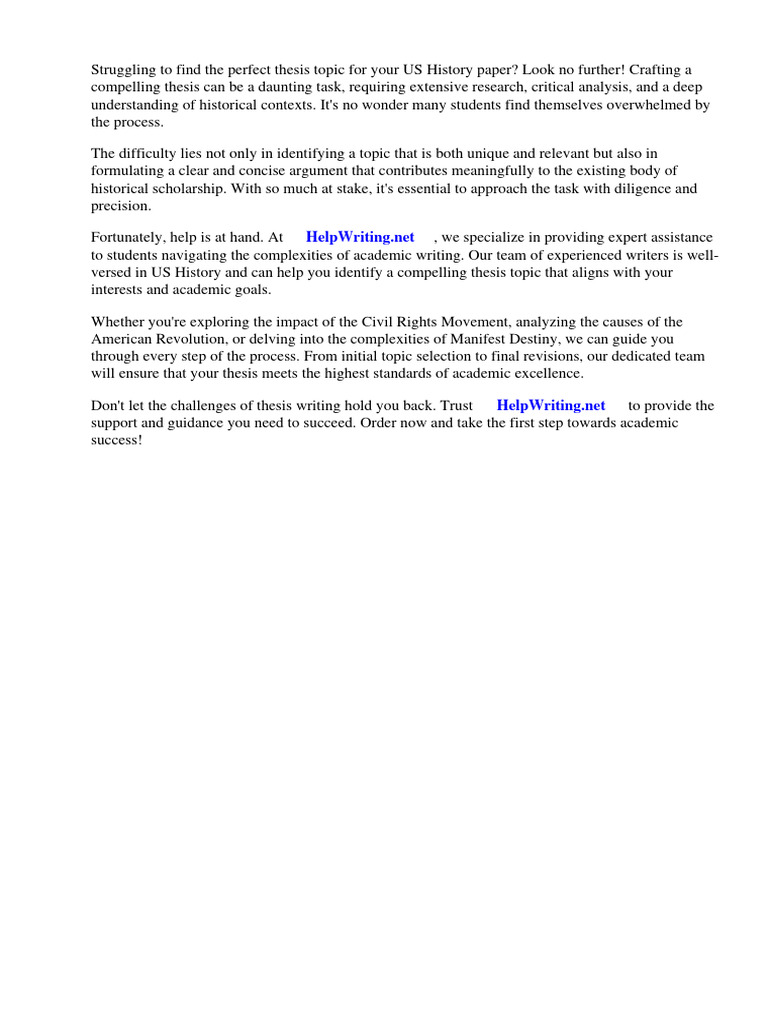 Good Thesis Topics For Us History | PDF | Essays | Psychoanalysis