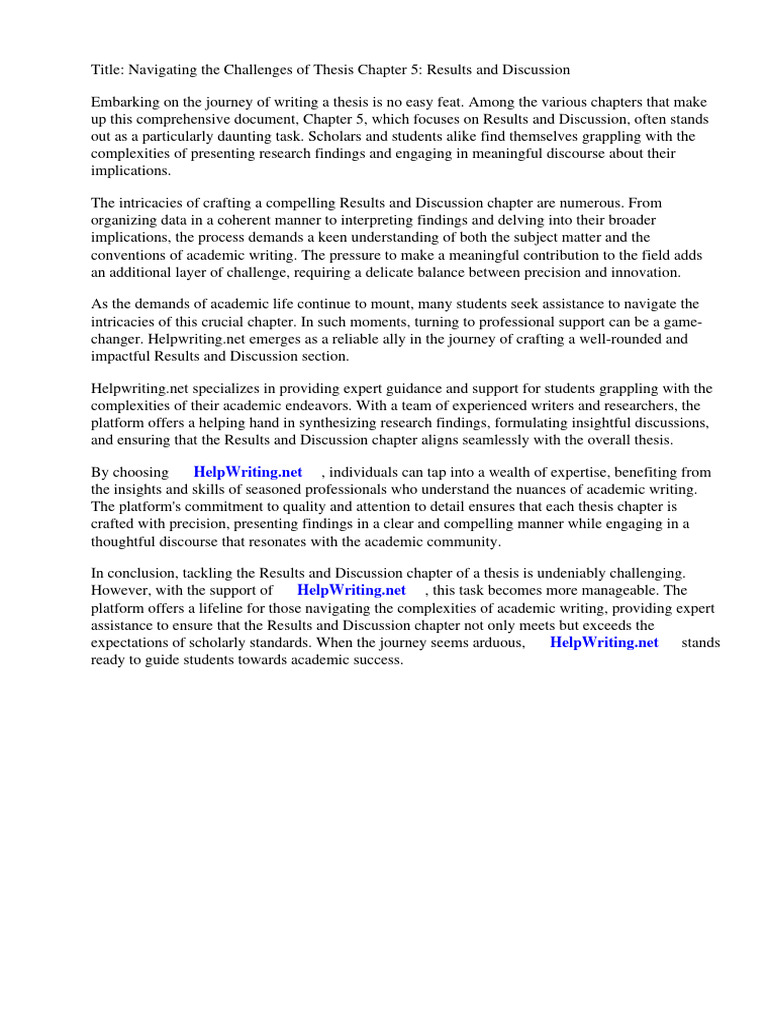 Thesis Chapter 5 Results and Discussion | Download Free PDF | Thesis ...