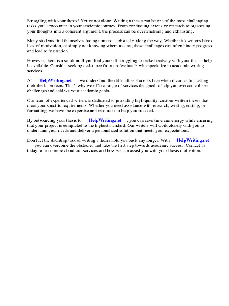 Thesis Motivation | PDF