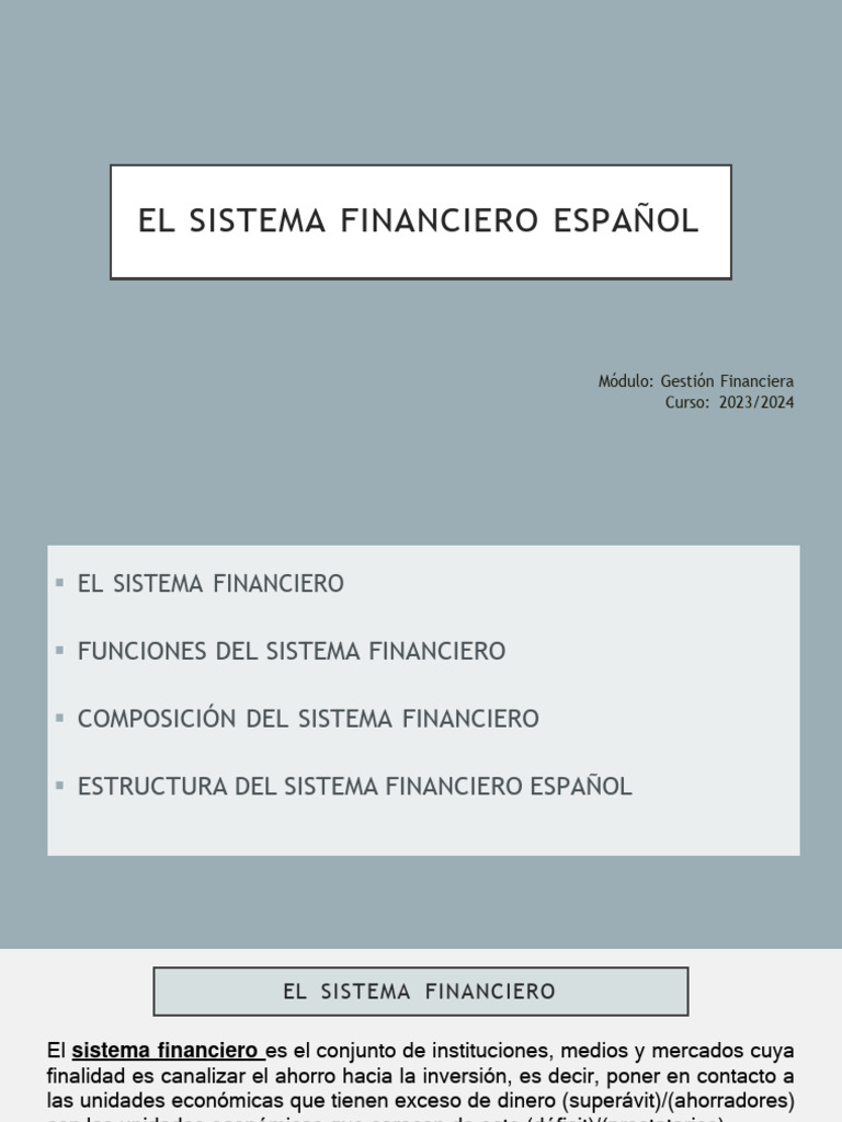 Estructura y Funciones del Sistema Financiero Español | PDF | Bancos ...
