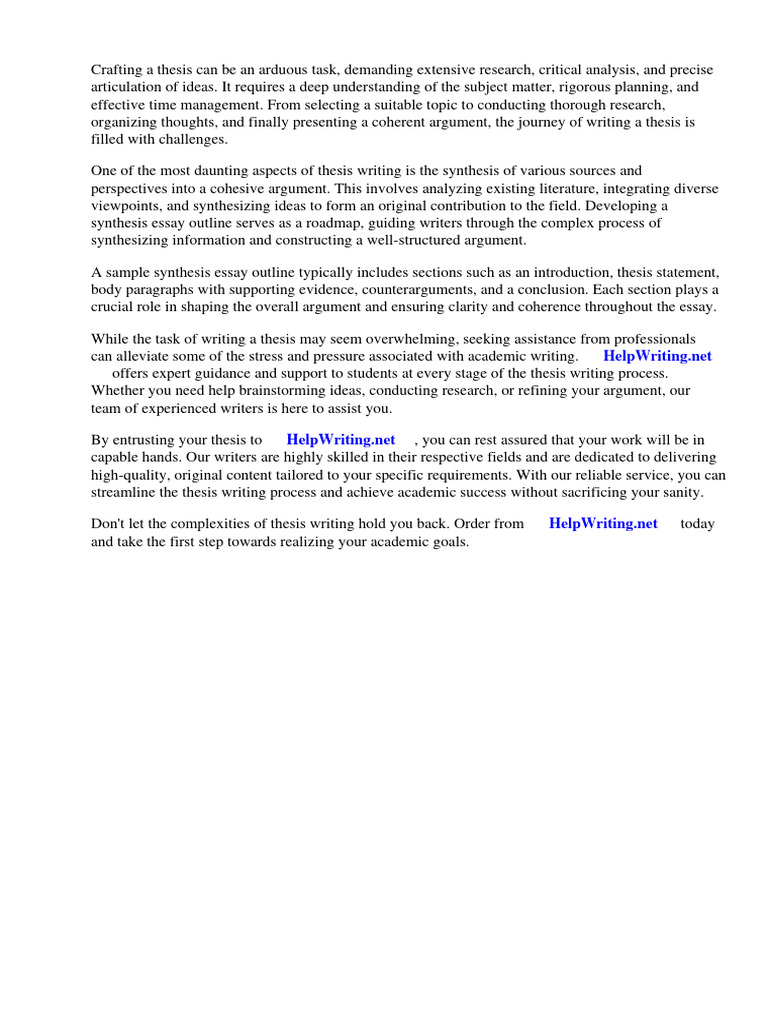 Sample Synthesis Essay Outline | PDF | Essays | Apa Style