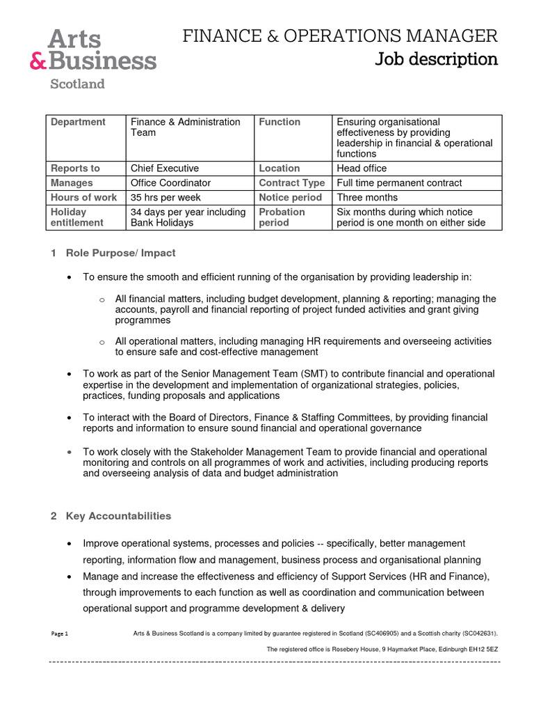 Finance Operations Manager Job Description | PDF | Human Resources ... Finance Operations Manager Job Description | PDF | Human Resources ...