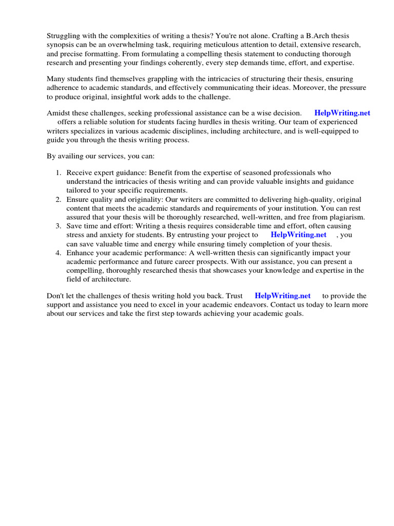 B.arch Thesis Synopsis Format | PDF