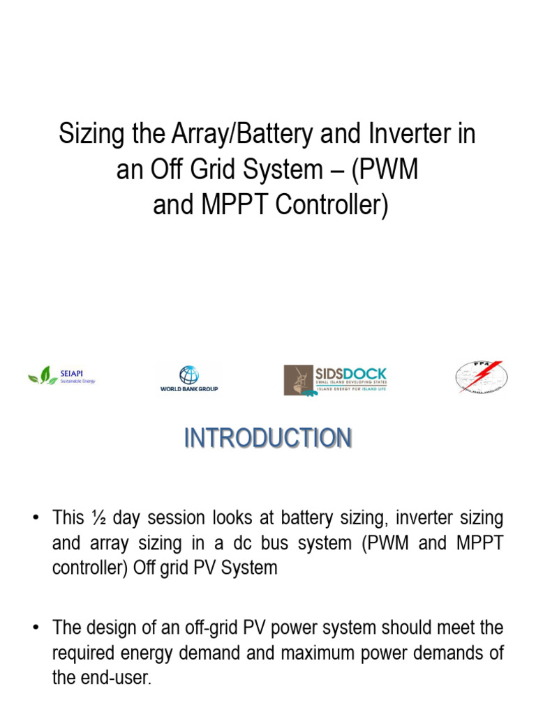 Sizing The Array Battery And Inverter In An Off Grid System V4 220819