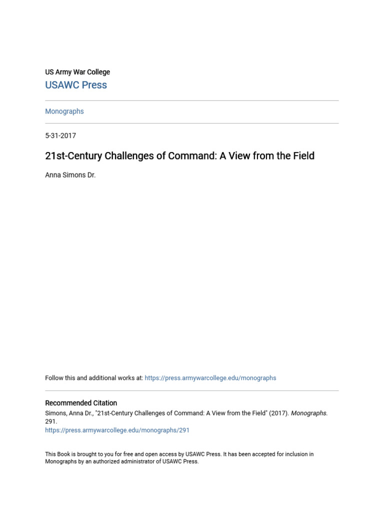 21st-Century Challenges of Command - A View From The Field | PDF ...