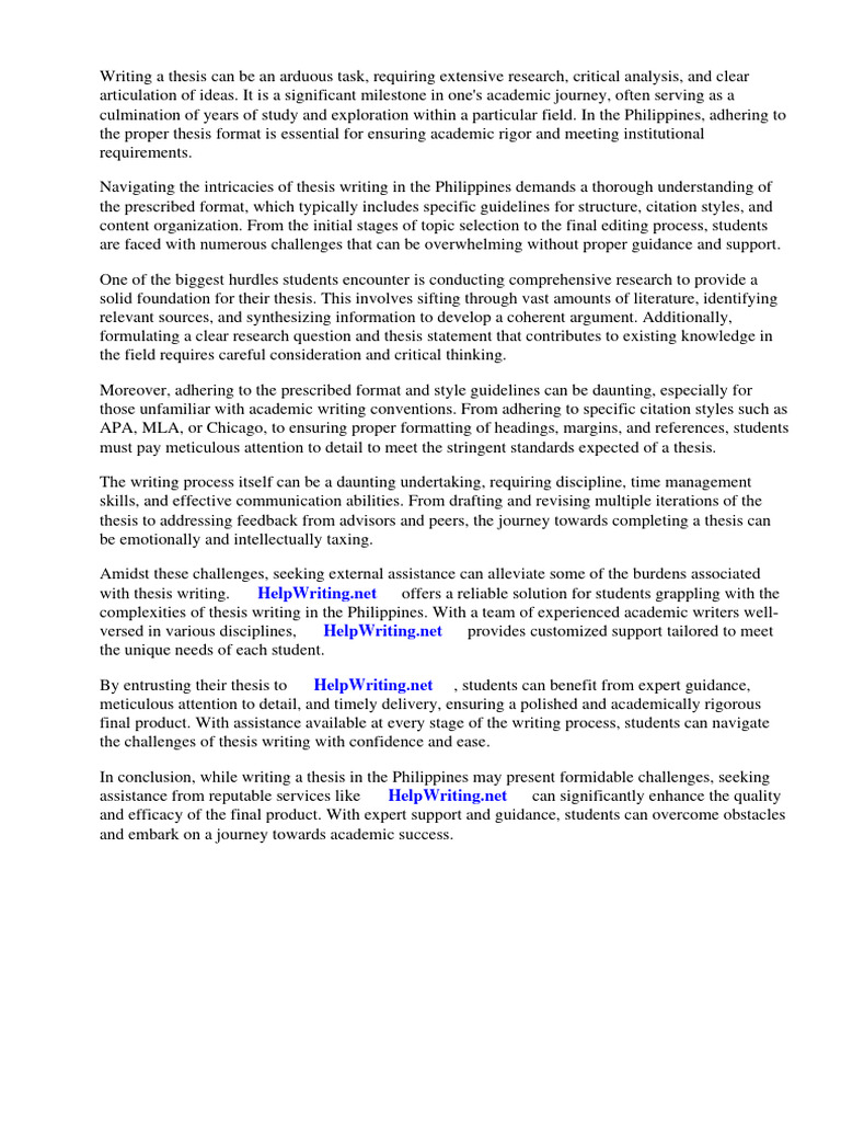 Thesis Format in The Philippines | PDF | Critical Thinking | Citation
