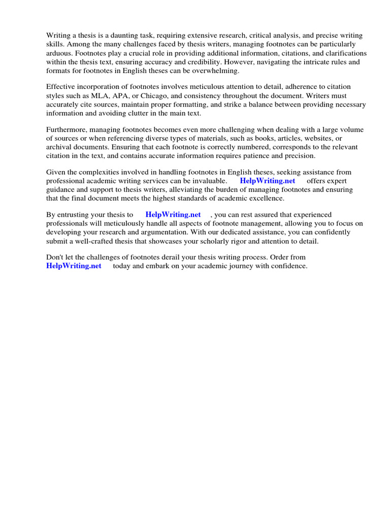 Footnotes in English Thesis | PDF | Citation | Note (Typography)
