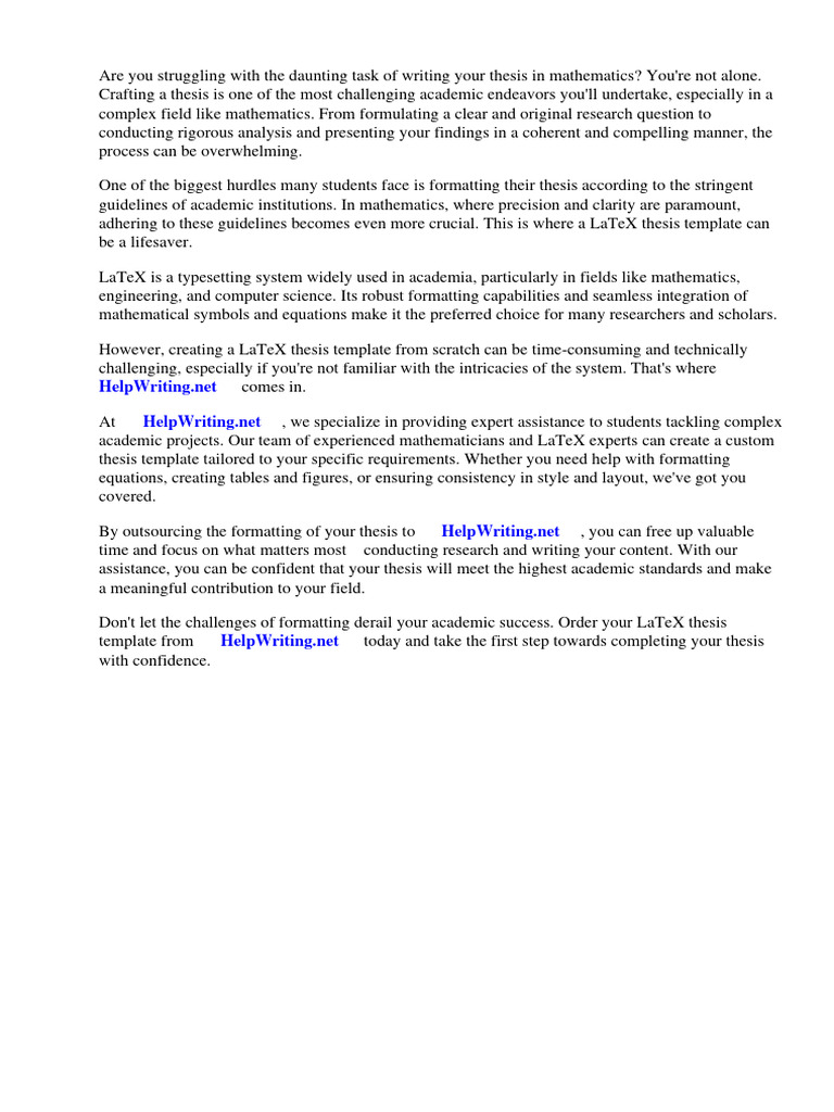 Latex Thesis Template Mathematics | Download Free PDF | Te X | Mathematics