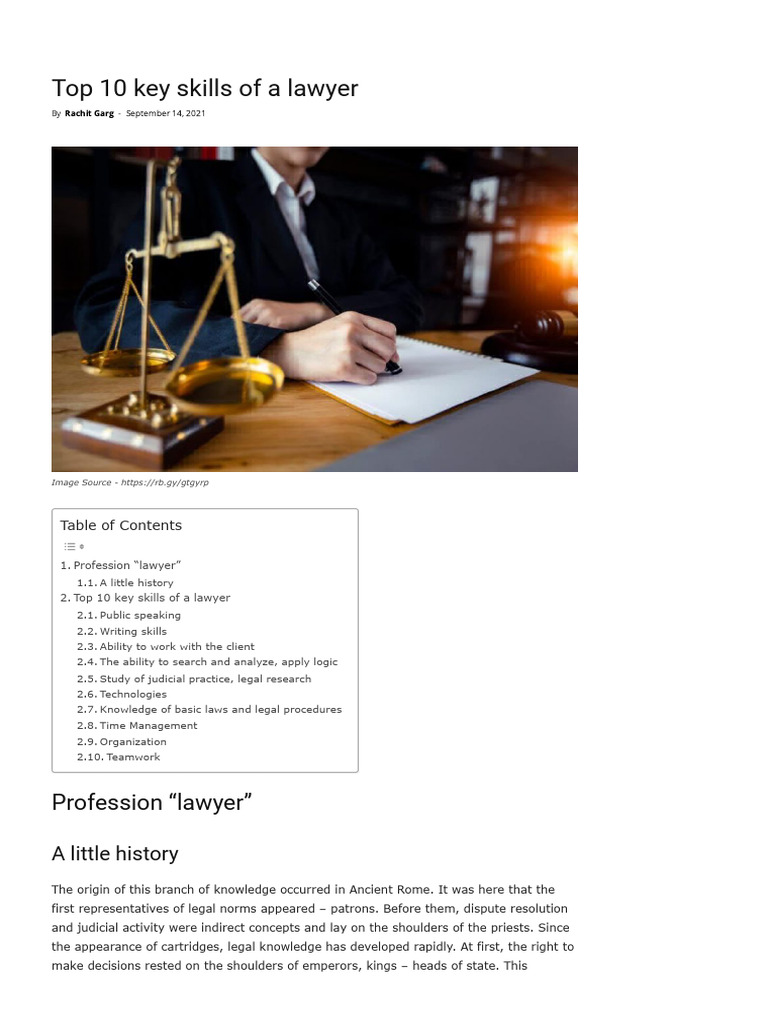 Top 10 Key Skills of A Lawyer - Ipleaders | PDF