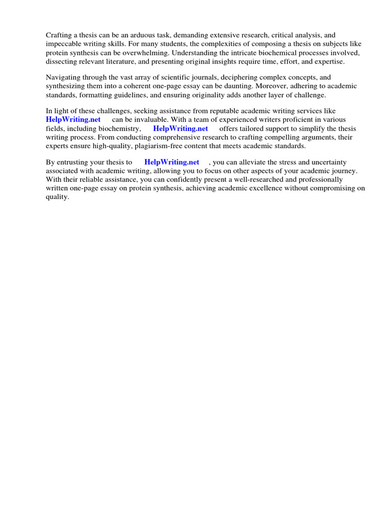 One Page Essay On Protein Synthesis | PDF