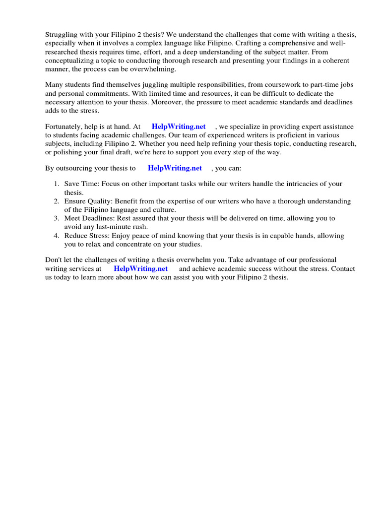 Thesis Sample Sa Filipino 2 | PDF