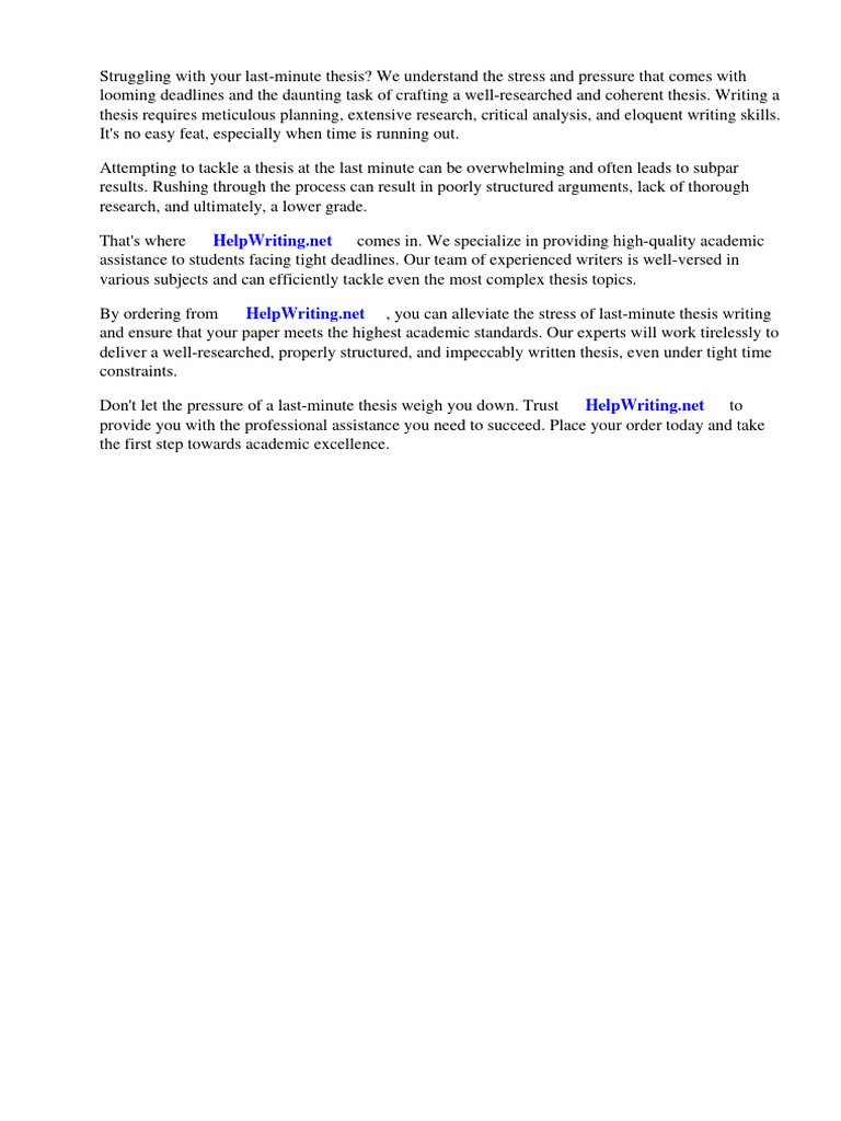 Last Minute Thesis | Download Free PDF | Thesis | Essays