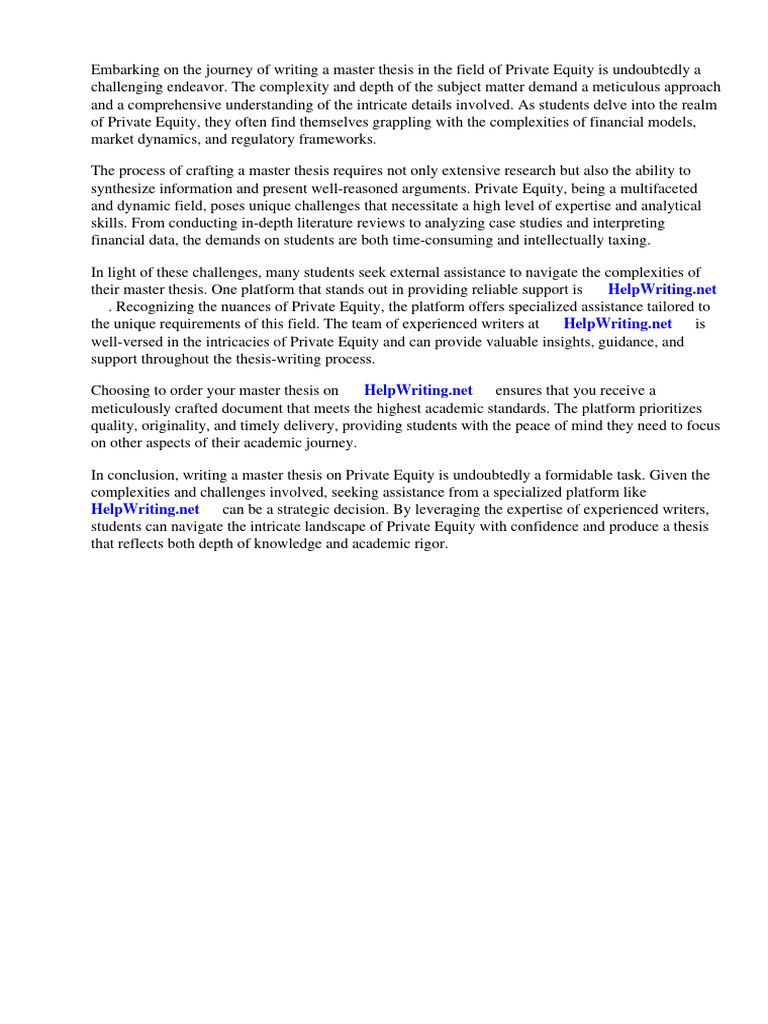 Master Thesis Private Equity | PDF | Venture Capital | Corporate Finance