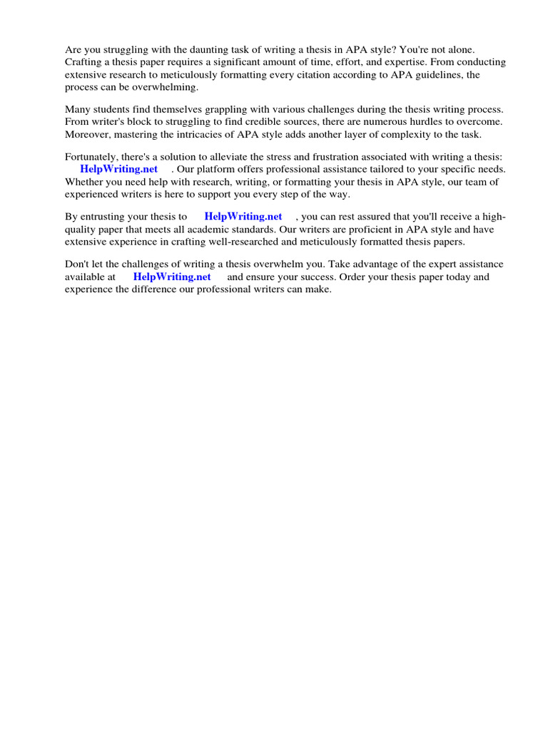 Sample Thesis Paper Apa Style | PDF | Apa Style | Thesis