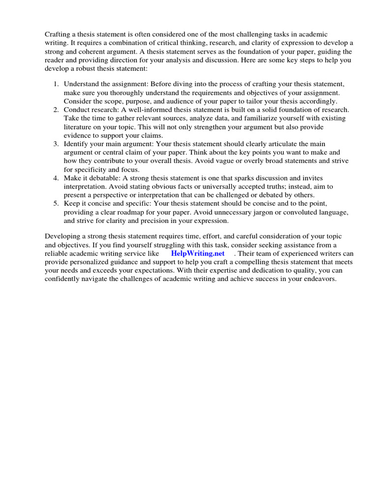 How To Develop A Strong Thesis Statement | PDF | Essays | Thesis