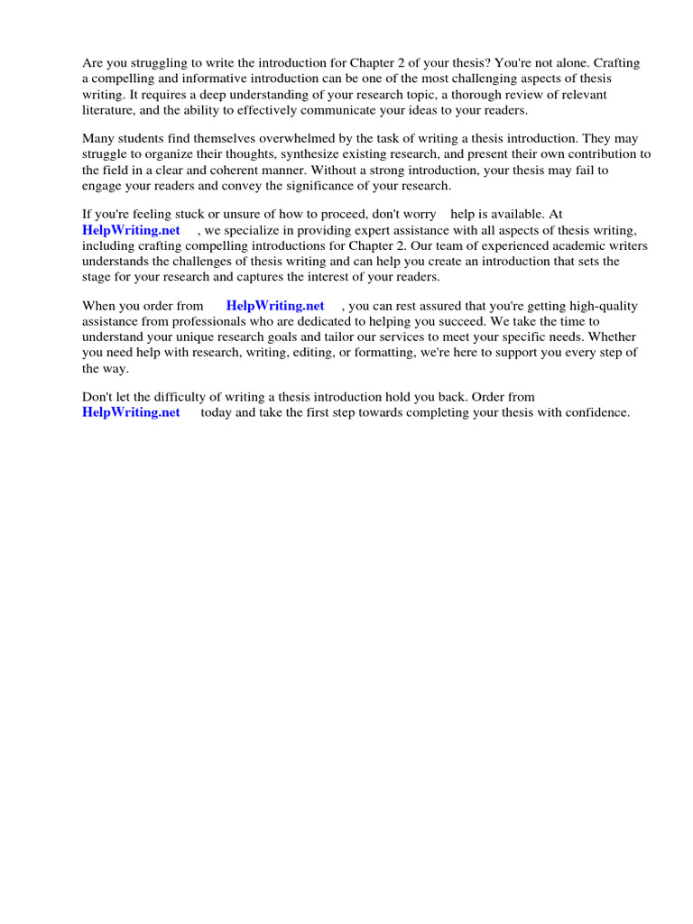 Sample Introduction For Thesis Chapter 2 | PDF | Thesis | Methodology