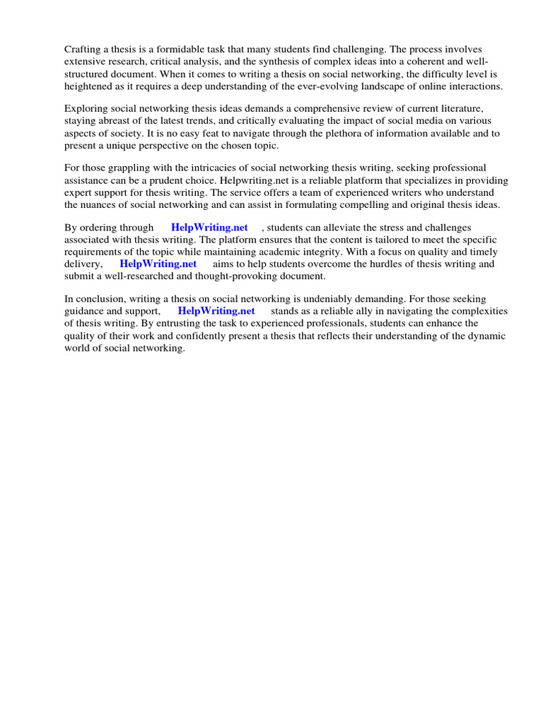 Social Networking Thesis Ideas | PDF | Social Media | Popular Culture & Media Studies